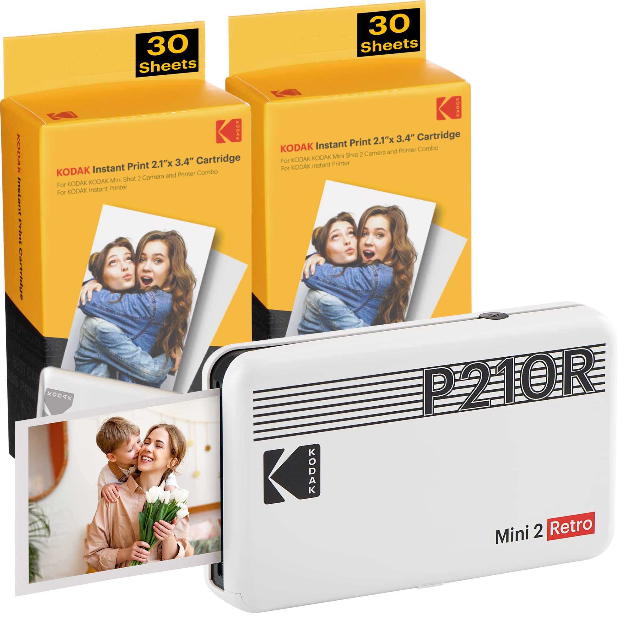 Kodak P210R Mini 2 Retro, Instant Photo Printer Bundle, 68 Photos Incl ...